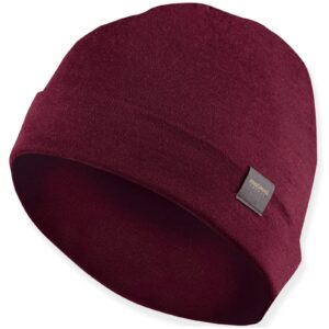 meriwool unisex merino wool cuff beanie winter hat for men and women wine