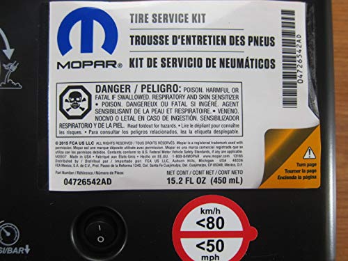 Mopar Tire Service Kit for Temporary Seal of One Tire & Inflator New OEM