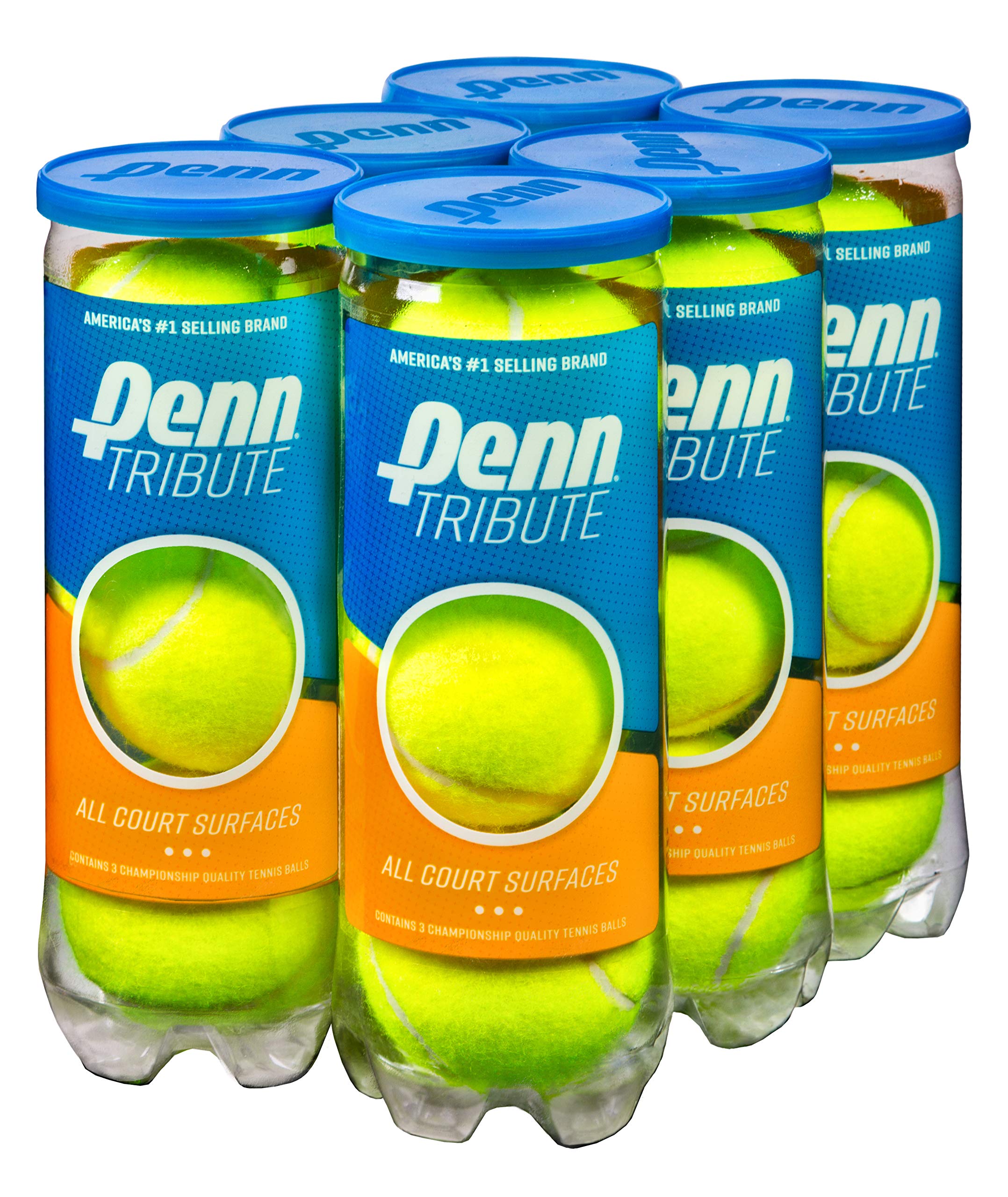 Penn Tribute All Courts Felt Pressurized Tennis Ball, 6 Cans, 18 Balls