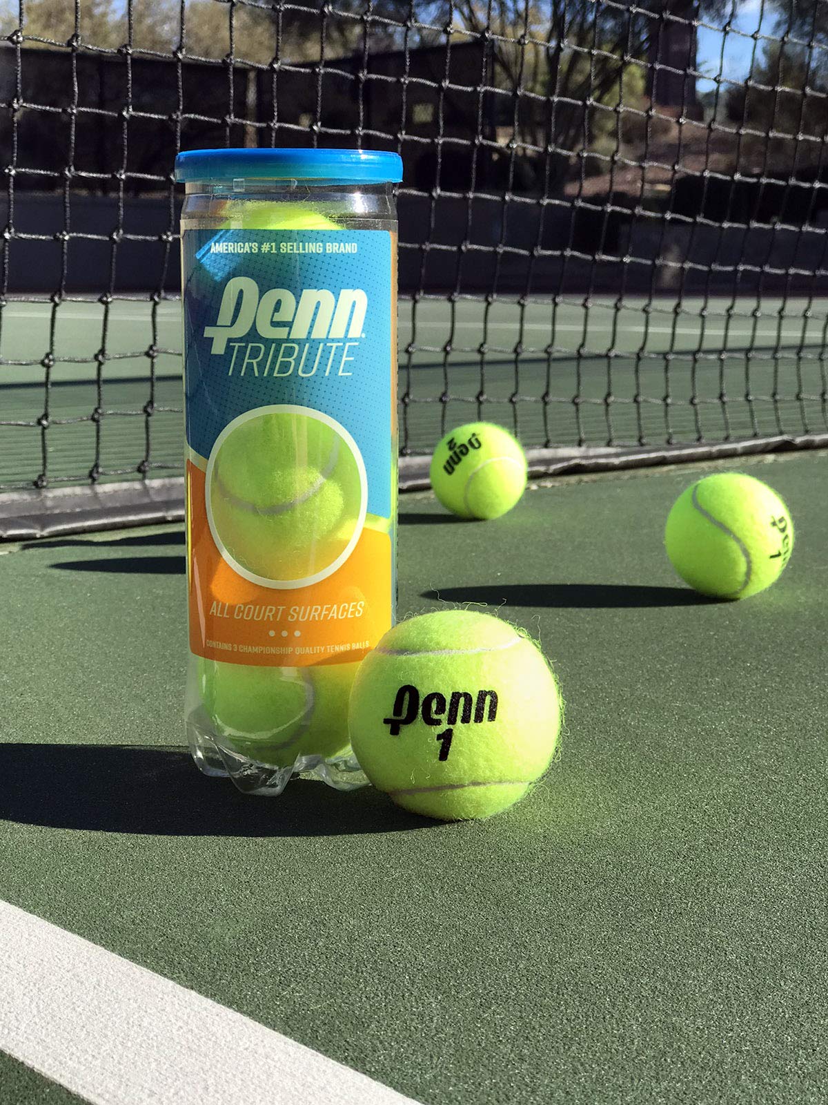 Penn Tribute All Courts Felt Pressurized Tennis Ball, 6 Cans, 18 Balls