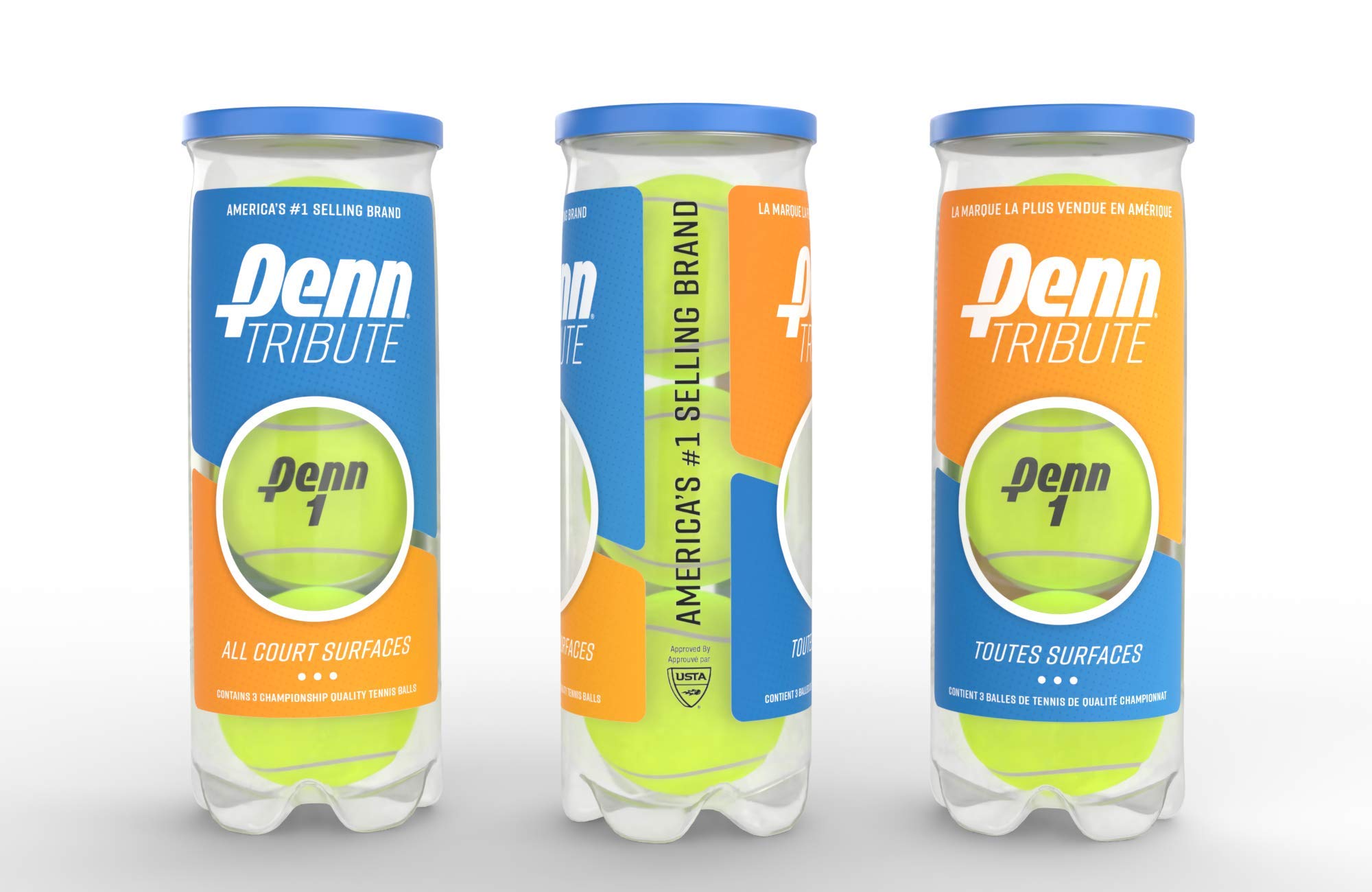 Penn Tribute All Courts Felt Pressurized Tennis Ball, 6 Cans, 18 Balls