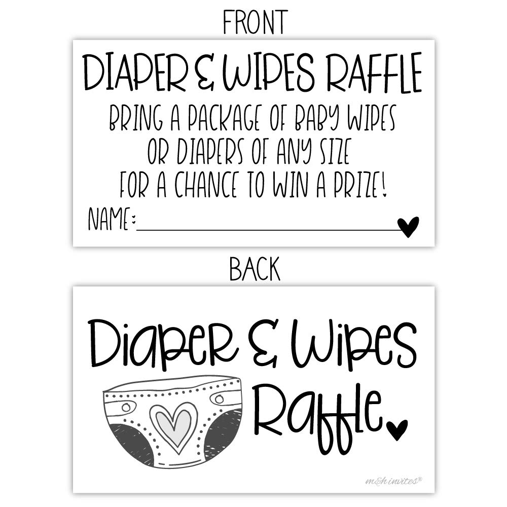 50 Diaper and Wipes Raffle Tickets - Baby Shower Invitation Insert - Game Activity for Baby Shower