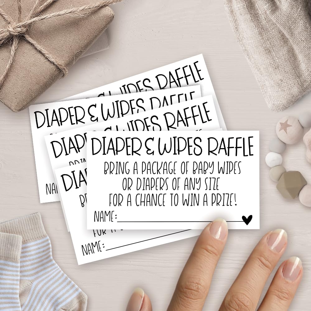 50 Diaper and Wipes Raffle Tickets - Baby Shower Invitation Insert - Game Activity for Baby Shower