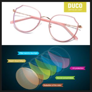 DUCO Blue Light Glasses For Women Computer Glasses Blue Ray Blocking Glasses For Men Womens Fashion Eyeglasses W014