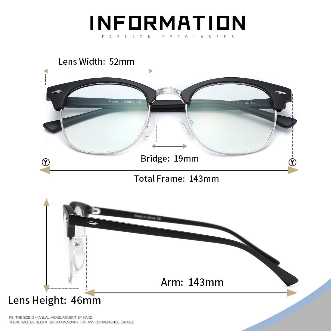 kimorn Photochromic Blue Light Blocking Glasses Semi Rimless Frame Filter Blue Ray Computer Game Eyewear KS101 (Glossy Black Silver Frame/Photochromic Lenses)