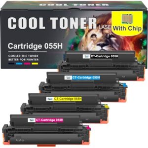 Cool Toner Compatible Toner Cartridge Replacement for Canon 055H 055 MF743Cdw Toner for Canon imageCLASS MF741Cdw MF746Cdw MF745Cdw LBP664Cdw Printer (Black Cyan Magenta Yellow, with Chip, 4-Pack)