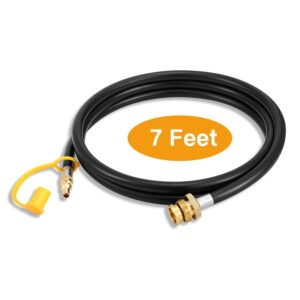 kohree 7ft propane quick connect hose for rv to gas grill, 1/4" lp quick connect propane hose for 1 lb portable appliance to rv 1/4" female quick disconnect