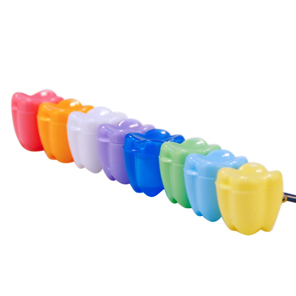 ARTIBETTER 7PCS Neon Tooth Saver Teeth Necklaces Box Plastic Lightweight Tooth Holders Case for Kids Baby Toddler Gifts