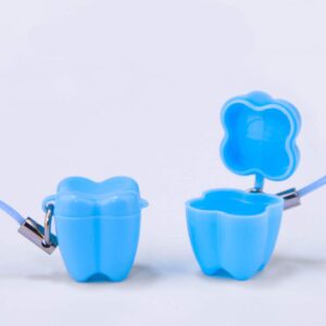 ARTIBETTER 7PCS Neon Tooth Saver Teeth Necklaces Box Plastic Lightweight Tooth Holders Case for Kids Baby Toddler Gifts