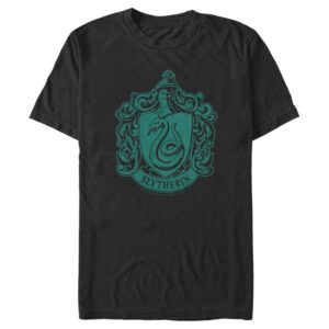 harry potter men's simple slytherin short sleeve tee shirt, black, large