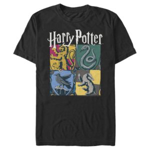 harry potter men's houses short sleeve tee shirt, black, large