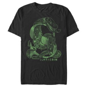 harry potter men's slytherin short sleeve tee shirt, black, large