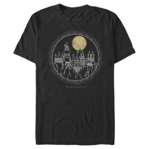 harry potter men's hogwarts line art t-shirt, black, large