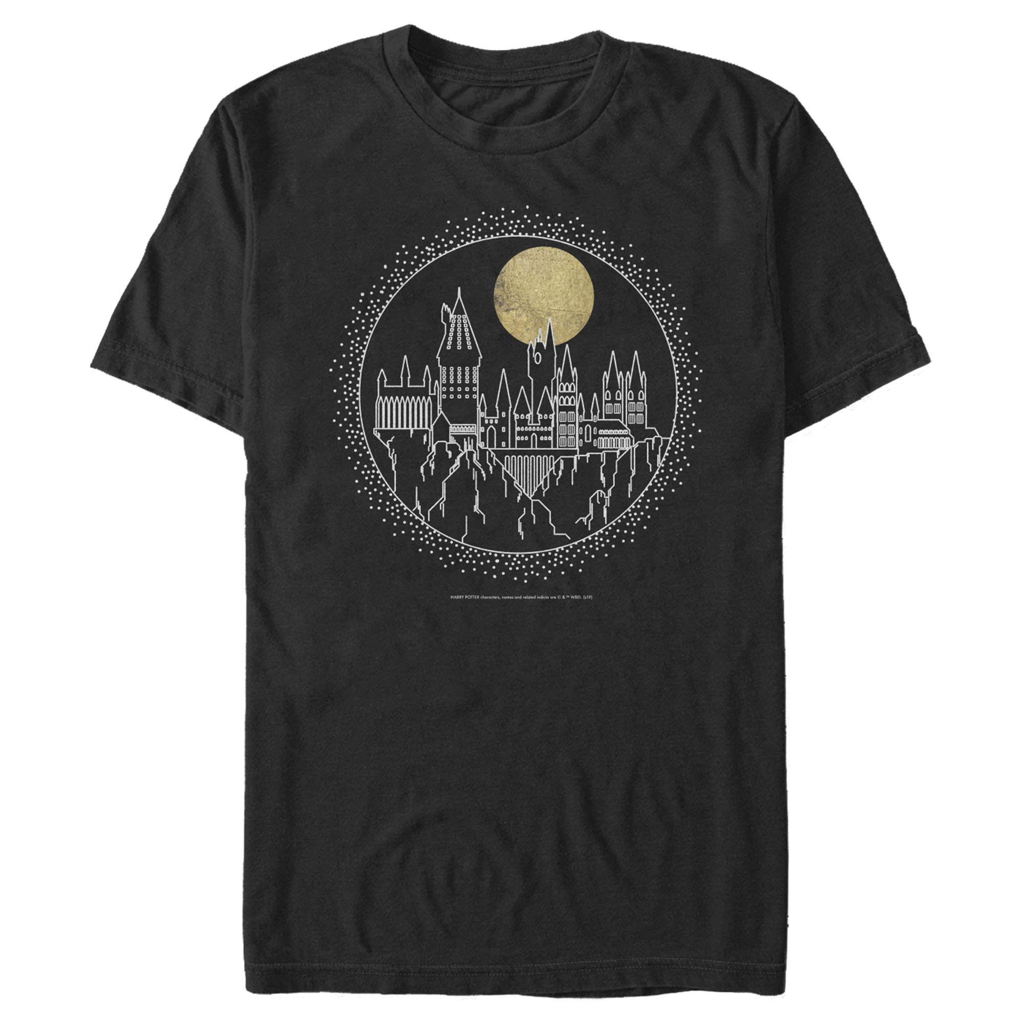 Harry Potter Men's Hogwarts Line Art T-Shirt, Black, Large