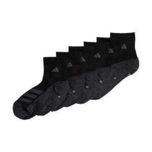 adidas Kids-Boy's/Girl's Cushioned Angle Stripe Quarter Socks (6-Pair), Black/Onix Grey/Night Grey, Large