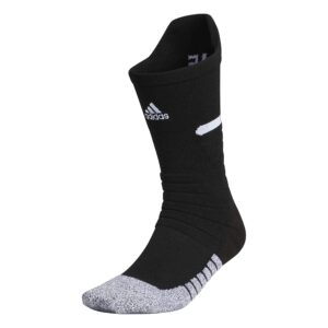 adidas unisex adizero football cushioned crew socks (1-pair), black/white, large