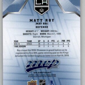 2019-20 UD MVP Hockey BLUE #235 Matt Roy Los Angeles Kings RC Rookie Limited Edition Only Found in Factory Set Official Upper Deck NHL Trading Card