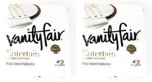 vanity fair entertain dinner napkins, 40 count, white paper napkins (pack of 2)