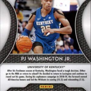 2019-20 Panini Prizm Draft Prizms Silver #77 PJ Washington Jr. RC Rookie Kentucky Wildcats Basketball Trading Card