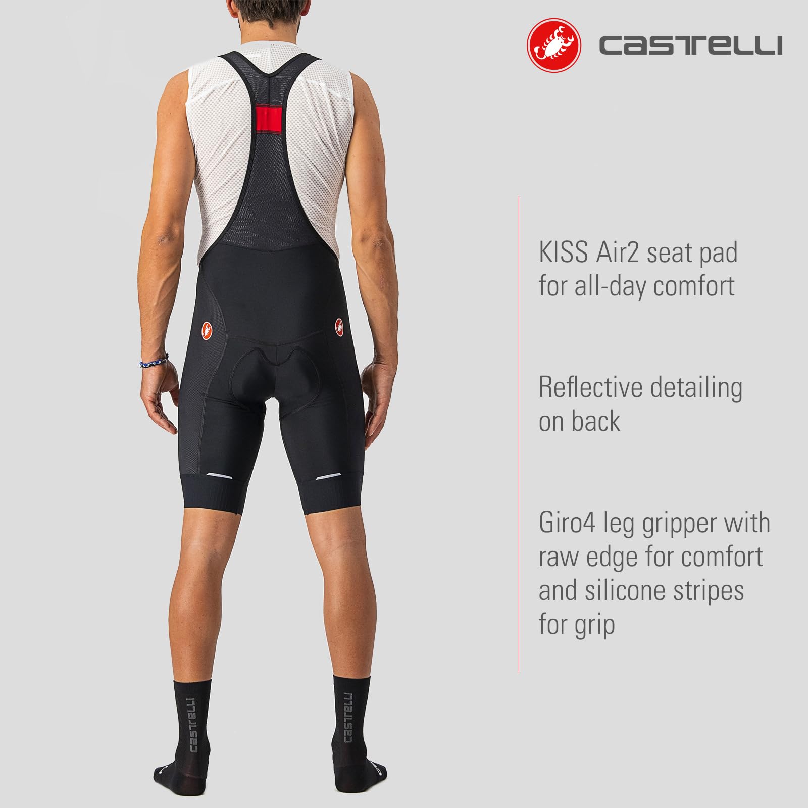 Castelli Men's Competizione Bibshort for Road and Gravel Biking l Cycling - Black - Small