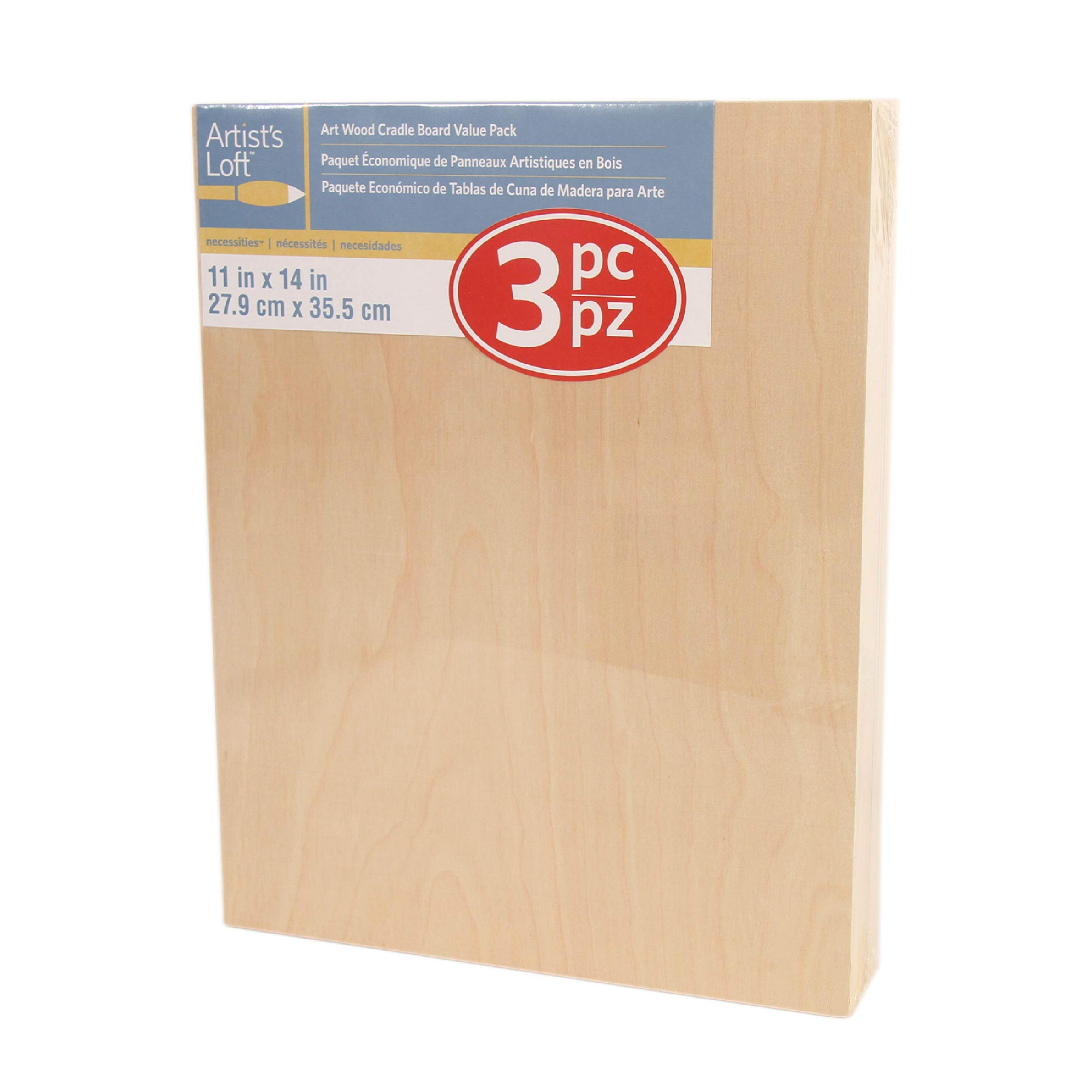 3 Pack 11" x 14" Wood Canvas Cradled Panel Boards by Artist's Loft