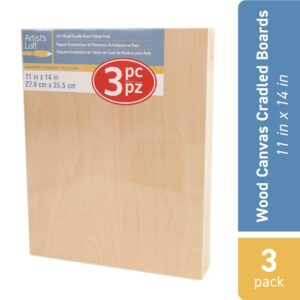 3 Pack 11" x 14" Wood Canvas Cradled Panel Boards by Artist's Loft