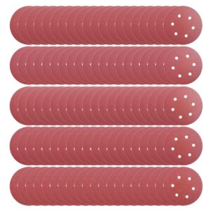 sackorange 100 pcs 6 inch 6 holes sanding disc - 20 pcs each of 60 80 120 150 240 grits, 6" hook & loop backing random orbital sandpaper sand paper for automotive paint, woodworking wood, metal