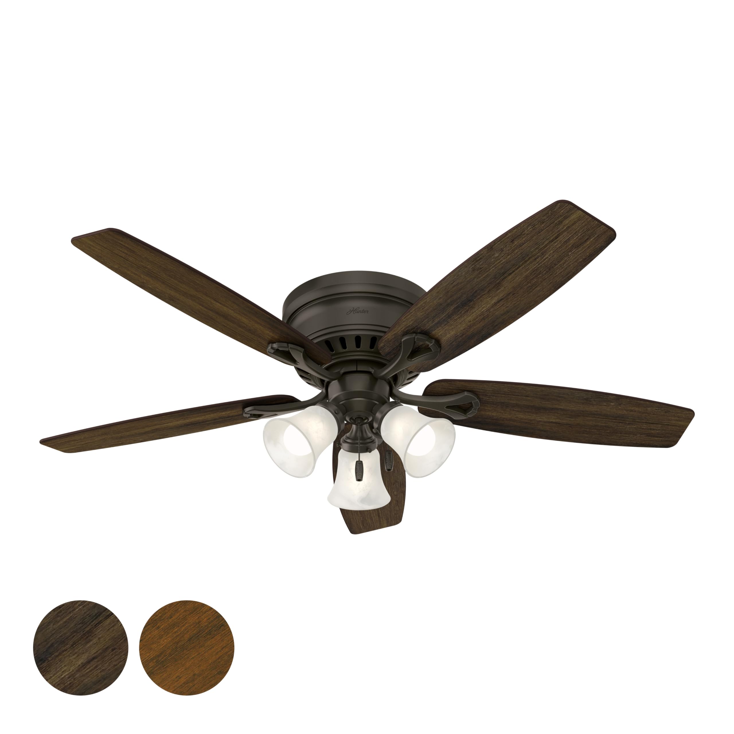 Hunter 52 inches Bronze Traditional Ceiling Fan with Swirled Marble glass Light Kit (Renewed)