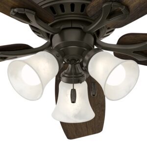 Hunter 52 inches Bronze Traditional Ceiling Fan with Swirled Marble glass Light Kit (Renewed)