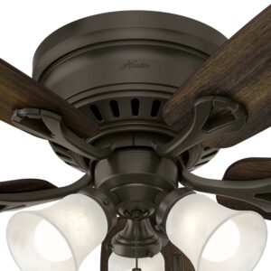 Hunter 52 inches Bronze Traditional Ceiling Fan with Swirled Marble glass Light Kit (Renewed)