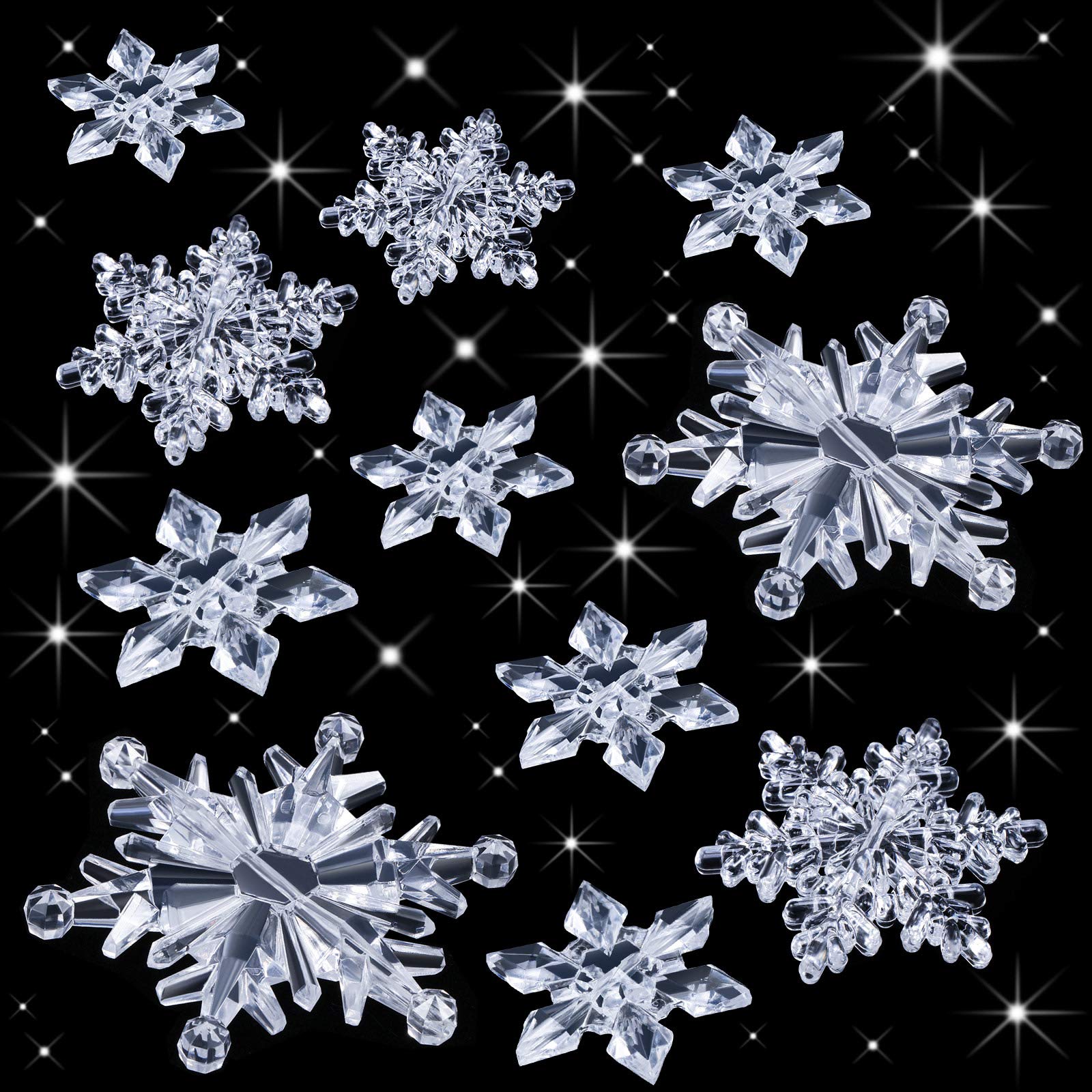 45 Pieces Crystal Snowflake Ornaments Clear Acrylic Snowflake Christmas Xmas Tree Hanging Pendants for Winter Theme Party Favors Supplies (Clear)