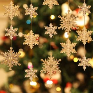 45 Pieces Crystal Snowflake Ornaments Clear Acrylic Snowflake Christmas Xmas Tree Hanging Pendants for Winter Theme Party Favors Supplies (Clear)