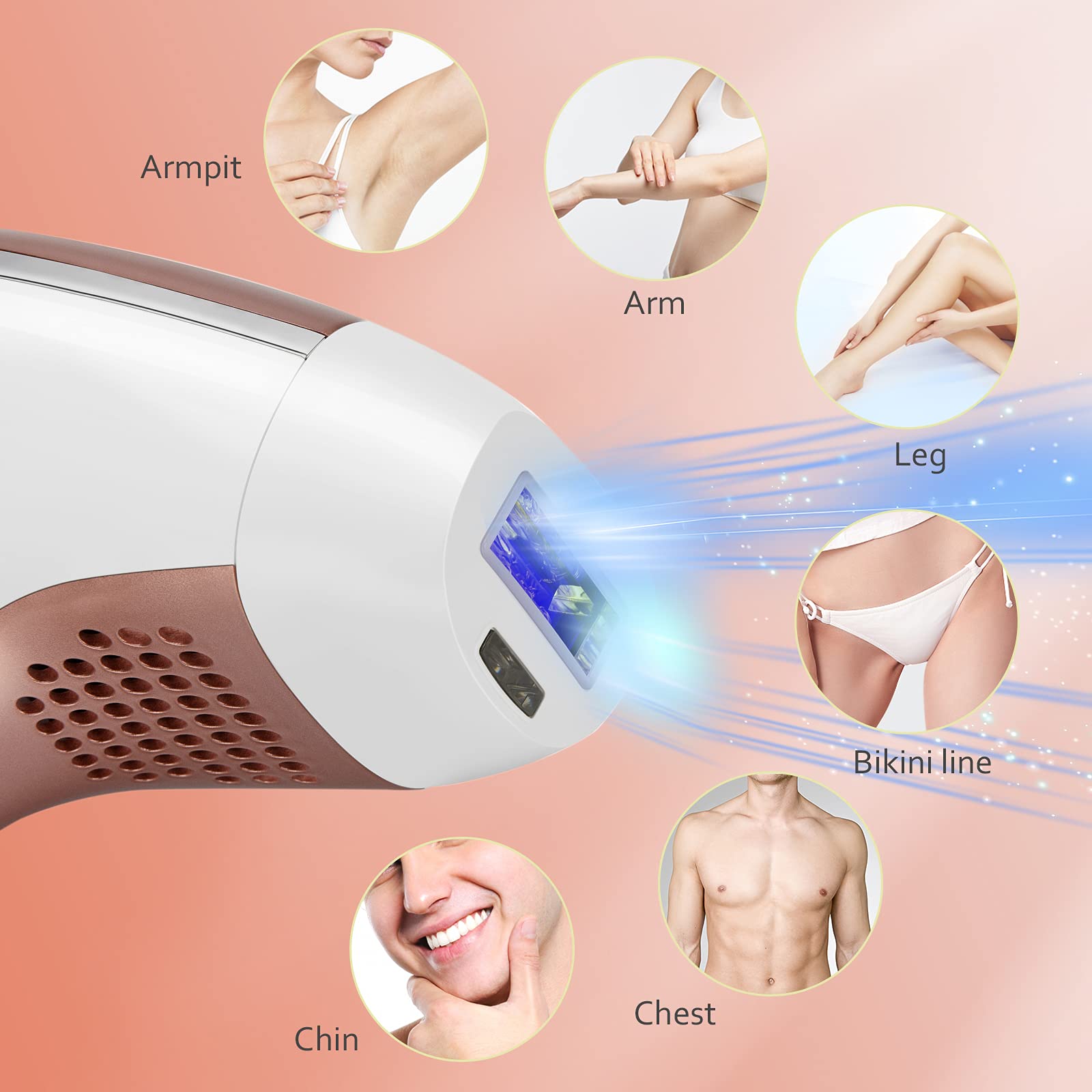 Permanent IPL Hair Removal for Women/Men, MiSMON At-Home Painless Hair Remover for Bikini/Legs/Underarm/Arm/Body with Skin Color Sensor - Safe And Effective Device