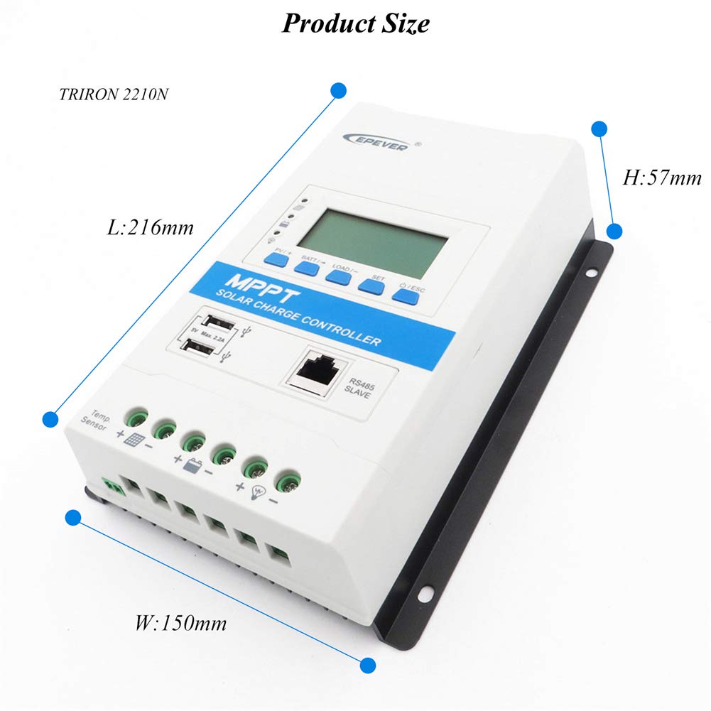 EPEVER Latest MPPT 20A Solar Charge Controller, 12V/24V TRIRON 2210N Intelligent Modular-Designed Regulator with Software Moblie APP - Updated Version of Tracer A/an Series