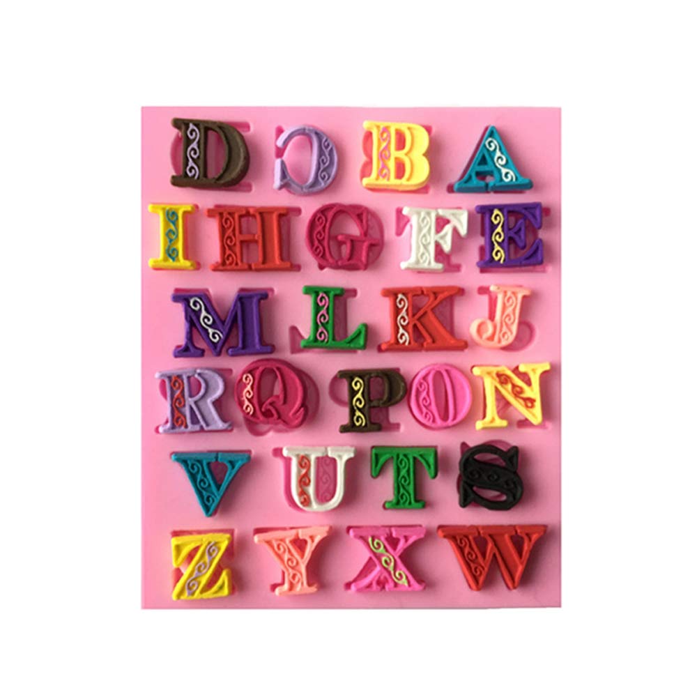 Fondant Letter Mold 3D Silicone Number Alphabet Molds for Cake Decoration Candy Chocolate Candle Making (Letter)