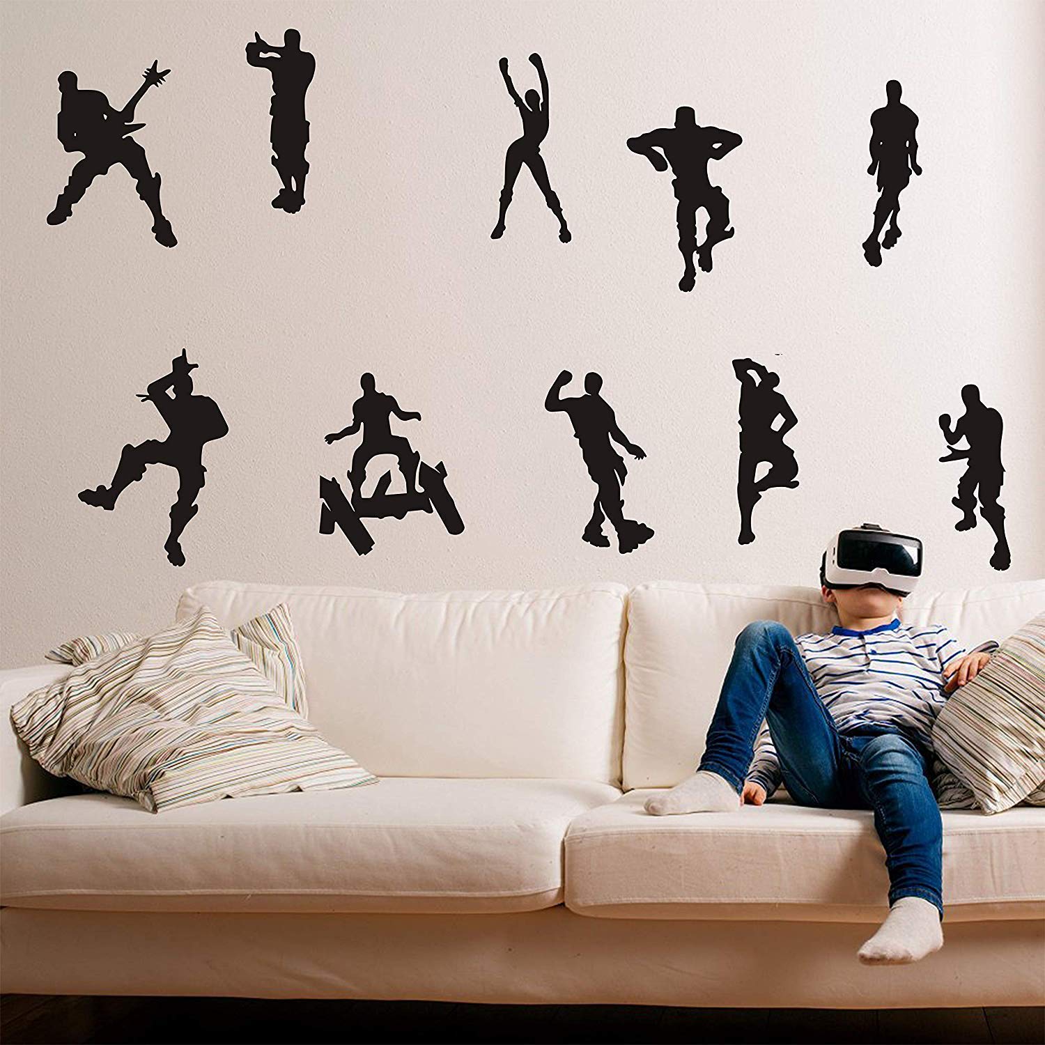 ALiQing Large Game Wall Decal Poster Dancing Wall Stickers Floss Dancing Decal for Children Teenager Bedroom Playroom Wall Decoration (Black)