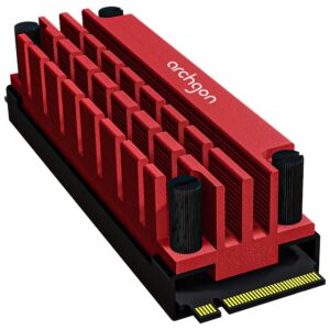 archgon 1920gb m.2 nvme pcie gen3x4 3d nand internal ssd with aluminum heatsink up to 3400mb/s read speed model hs-1110 (1920gb, red-gen3x4)