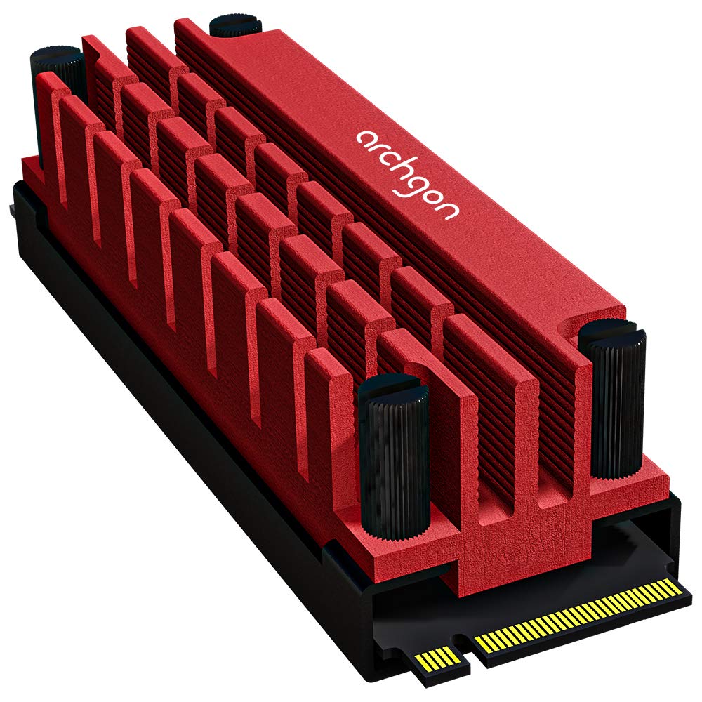 archgon 1920GB M.2 NVMe PCIe Gen3x4 3D NAND Internal SSD with Aluminum Heatsink Up to 3400MB/s Read Speed Model HS-1110 (1920GB, Red-Gen3x4)