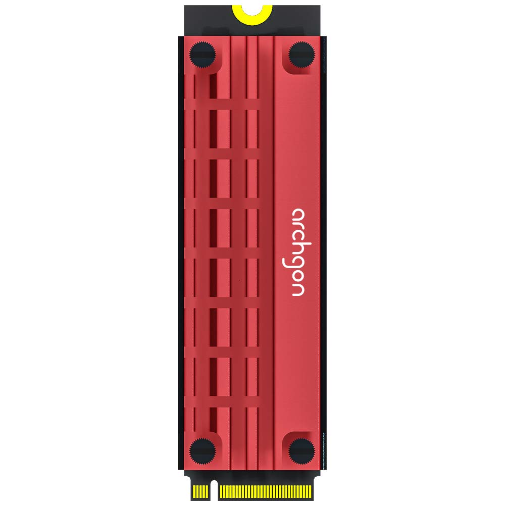 archgon 1920GB M.2 NVMe PCIe Gen3x4 3D NAND Internal SSD with Aluminum Heatsink Up to 3400MB/s Read Speed Model HS-1110 (1920GB, Red-Gen3x4)