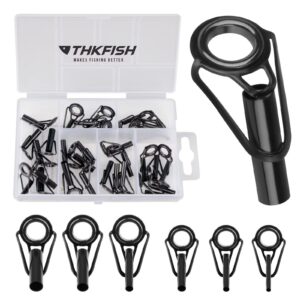 thkfish rod tip repair kit rod repair kit fishing rod tips stainless steel ceramic ring guide rod repair replacement 6sizes 30pcs small style