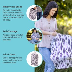 J.L. Childress 4-in-1 Multi-Use Cover - Stretchy Car Seat Canopy and Privacy Cover, Breastfeeding Nursing Cover, Feathers