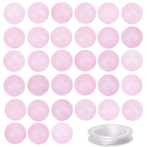 100pcs natural crystal beads stone gemstone round loose energy healing beads with free crystal stretch cord for jewelry making (rose quartz, 8mm)