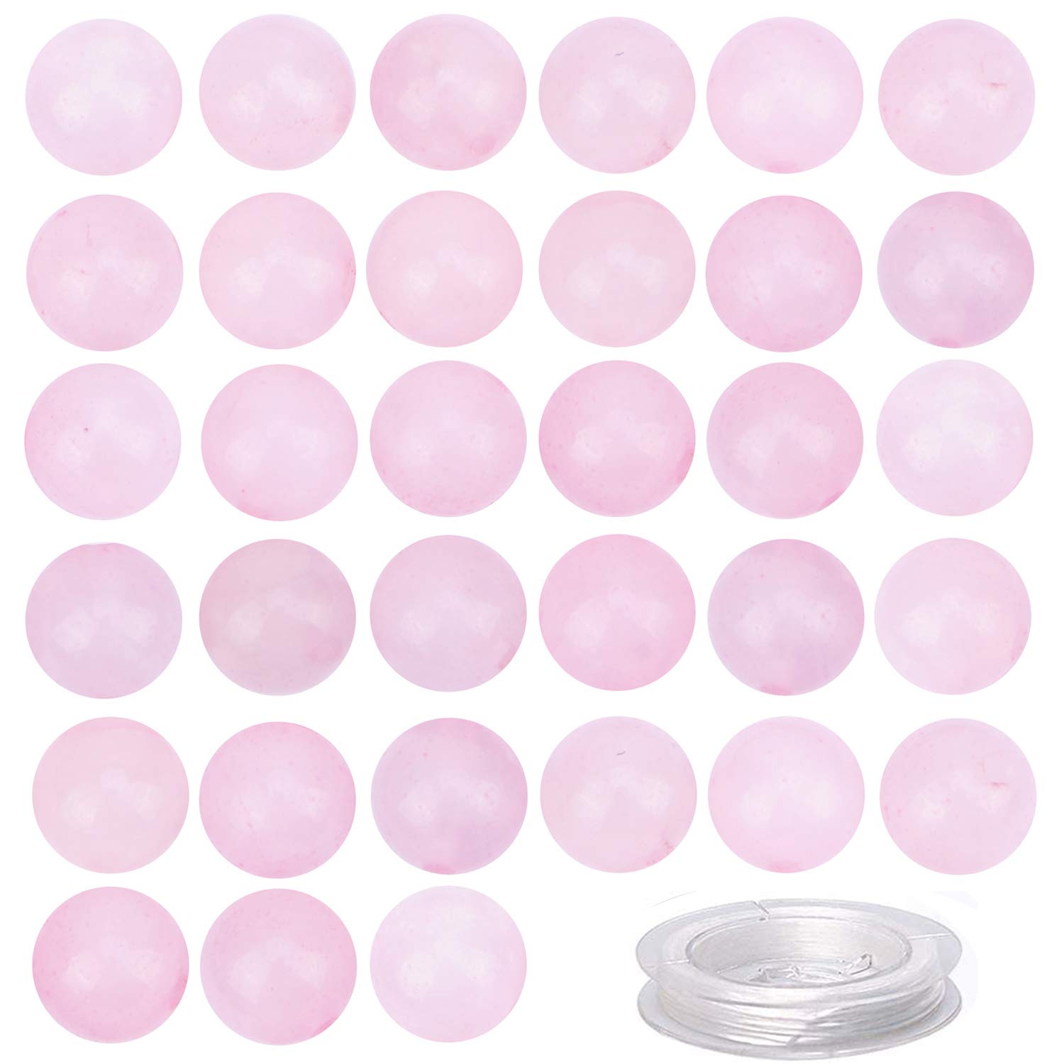 100Pcs Natural Crystal Beads Stone Gemstone Round Loose Energy Healing Beads with Free Crystal Stretch Cord for Jewelry Making (Rose Quartz, 8MM)