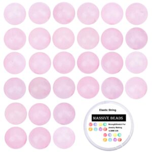 100Pcs Natural Crystal Beads Stone Gemstone Round Loose Energy Healing Beads with Free Crystal Stretch Cord for Jewelry Making (Rose Quartz, 8MM)