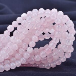 100Pcs Natural Crystal Beads Stone Gemstone Round Loose Energy Healing Beads with Free Crystal Stretch Cord for Jewelry Making (Rose Quartz, 8MM)