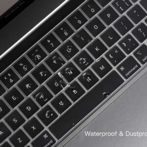 Keyboard Cover Compatible with 2024 MacBook Pro 13 inch M2 A2338 2024 2023-2020 M2 M1 A2338 A2289 A2251 & MacBook Pro 16 inch A2141 2020 2019 Touch Bar & Touch ID Keyboard Protector Skin Cover, Clear