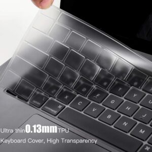 Keyboard Cover Compatible with 2024 MacBook Pro 13 inch M2 A2338 2024 2023-2020 M2 M1 A2338 A2289 A2251 & MacBook Pro 16 inch A2141 2020 2019 Touch Bar & Touch ID Keyboard Protector Skin Cover, Clear