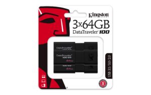 kingston 64gb usb 3.0 black datatraveler 100 g3 3 pack dt100g3/64gb-3p