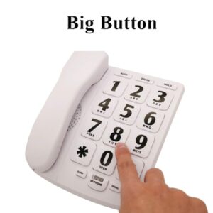 Big Button Phone for Elderly, JeKaVis J-P02 Amplified Phones for Hearing Impaired Aid Home Corded Phone Landline for Seniors Phone for Hard of Hearing House Phone, White