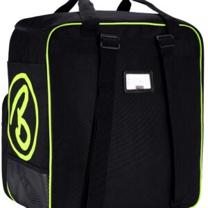 BRUBAKER Combo Set XC Touring Champion - Cross-Country Ski Bag and Ski Boot Bag for 1 Pair of Skis + Poles + Boots + Helmet - Black/Neon Yellow - 76 7/8 Inches / 195 Cm